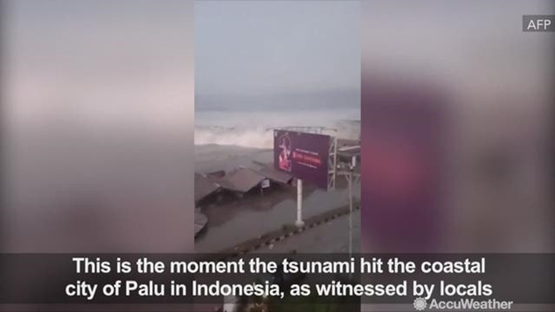 Terrifying footage shows tsunami crash into island | kcentv.com