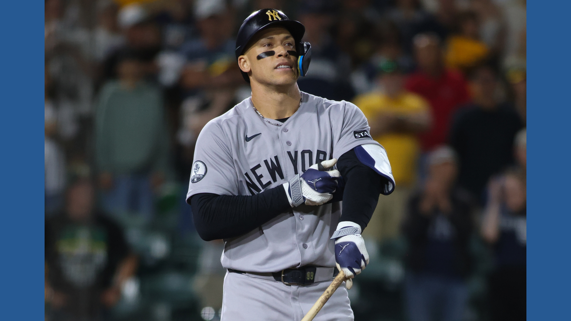 Yankees slugger Aaron Judge out of lineup with bone bruise in right ...