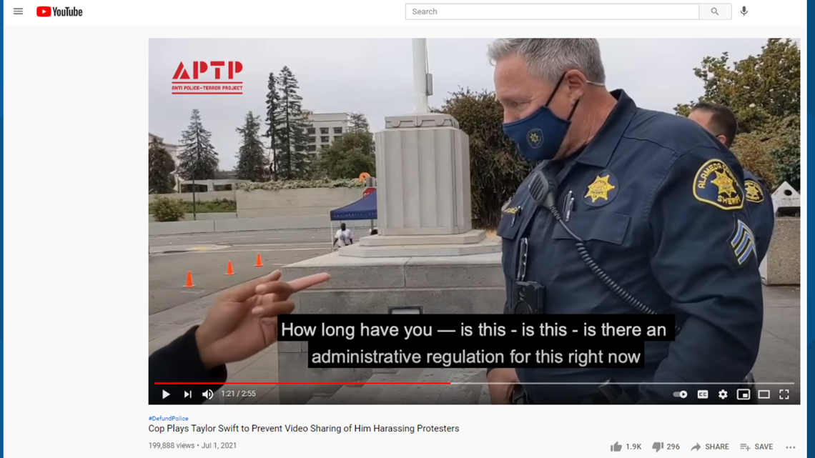 Officer plays Taylor Swift to try and stop recording being posted ...