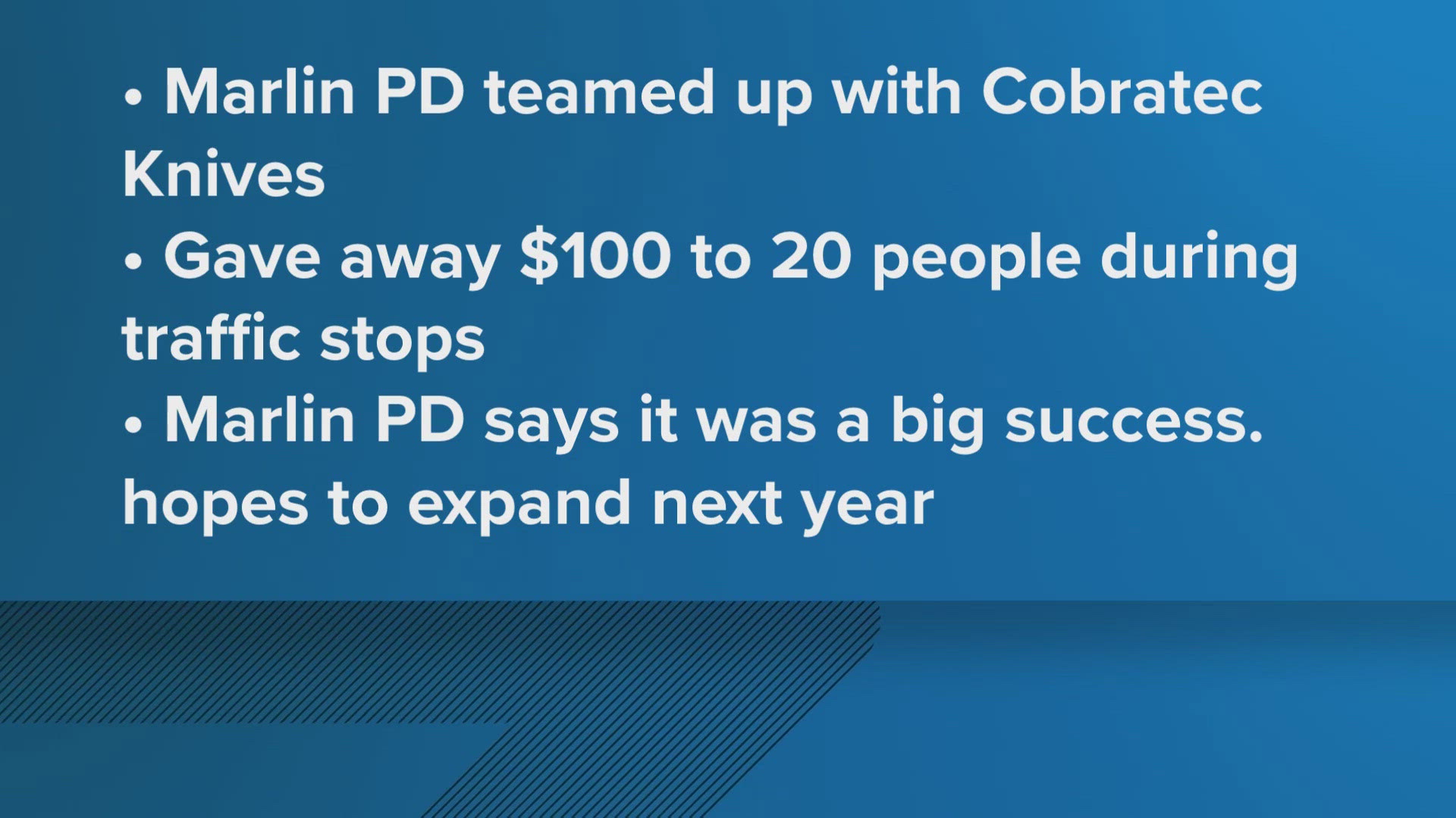 Meridian Police Department gives out $100 to 20 residents | kcentv.com