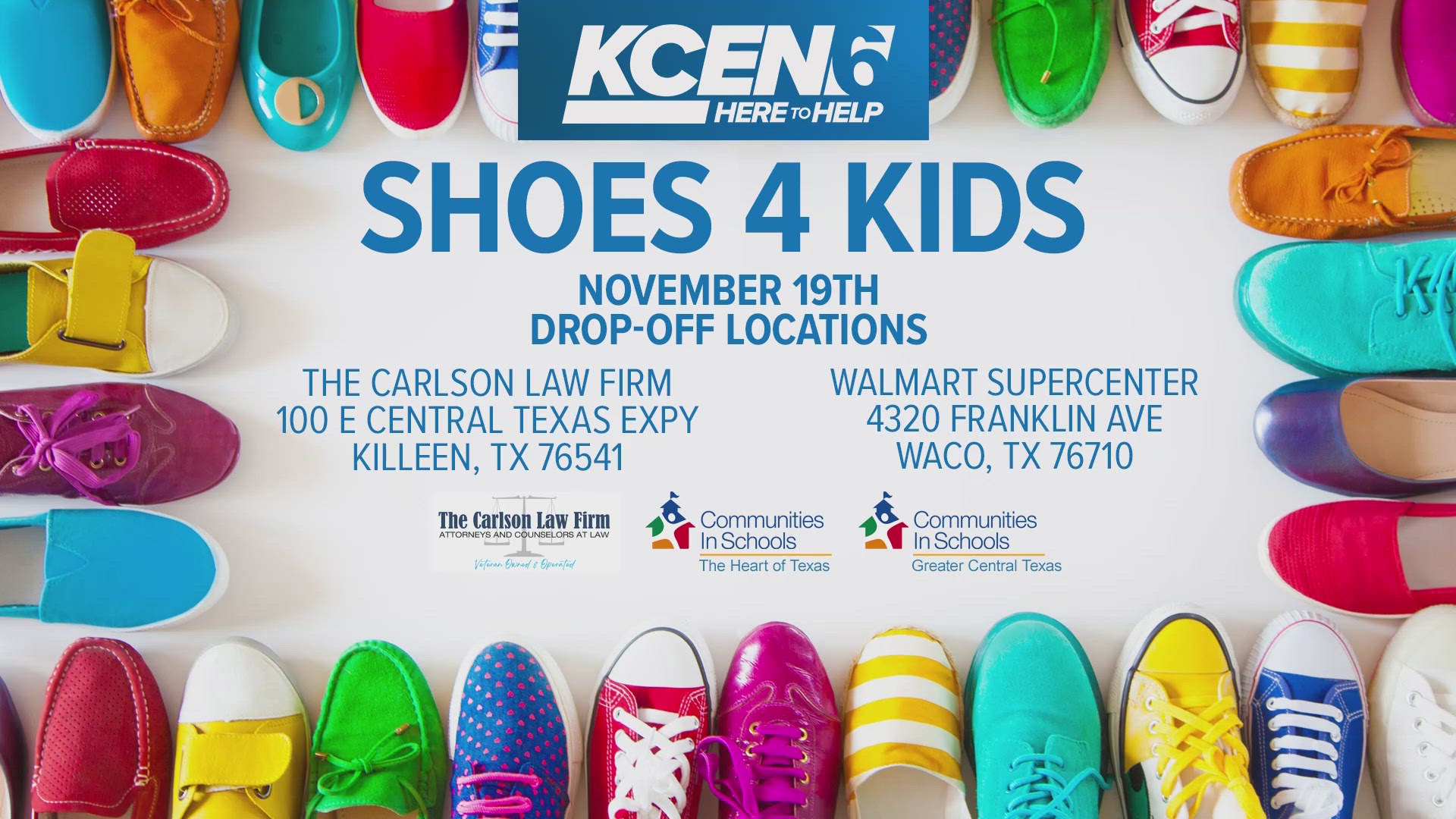 KCEN partnering with Communities in Schools for annual Shoes 4 Kids ...