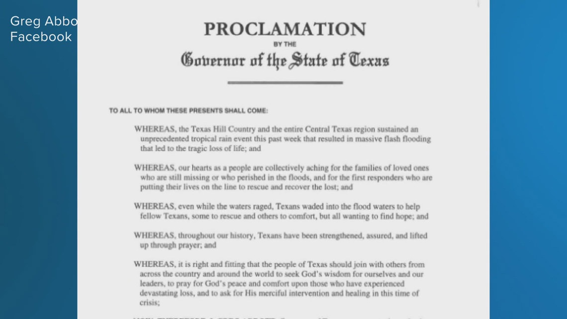 Abbott declares July 6 as 'Day of Prayer' for Texans | kcentv.com