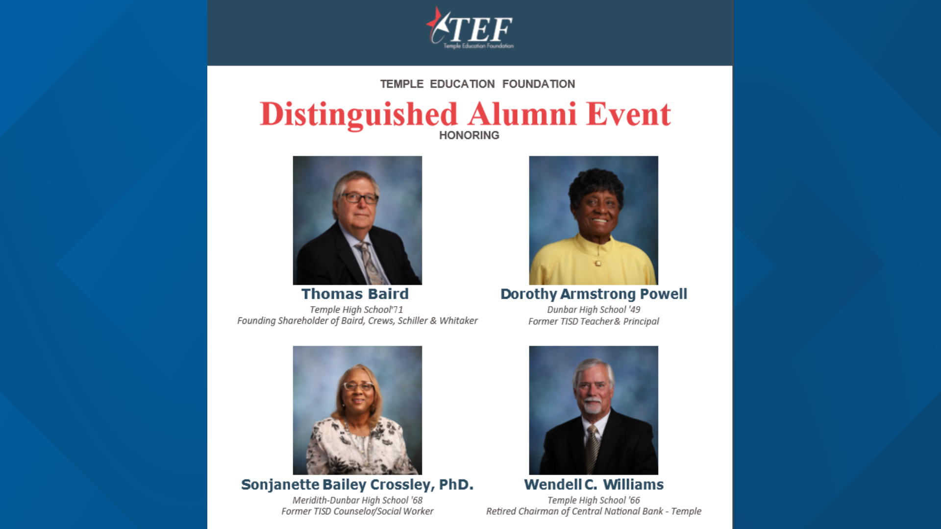 Temple Education Foundation honors four impactful people | kcentv.com
