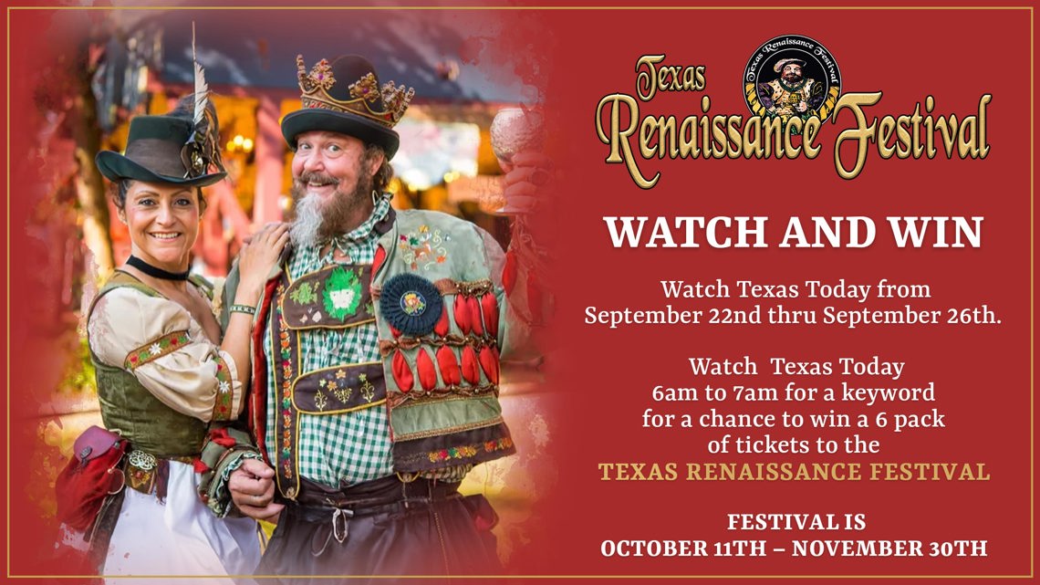 Win tickets to the Texas Renaissance Festival by entering a codeword ...