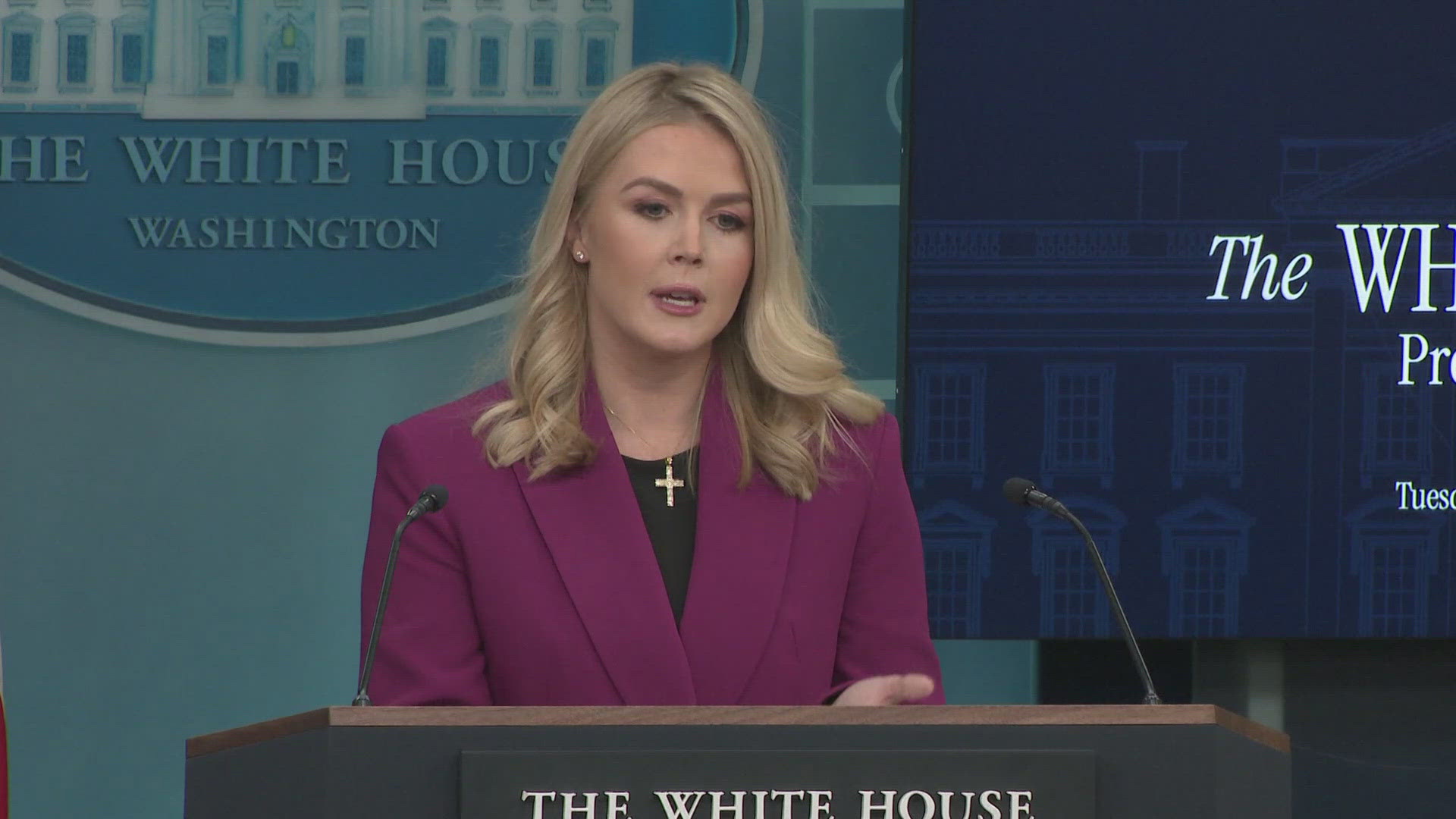 Karoline Leavitt delivers first White House press briefing amid federal freeze | kcentv.com