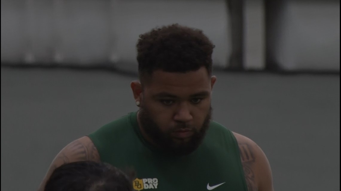 Baylor's Jaxon Player competes in 2023 Pro Day at old high school ...