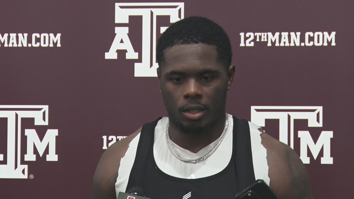 Texas A&M's Ruben Owens, Cashius Howell and Mark Nabou Jr. speak after ...