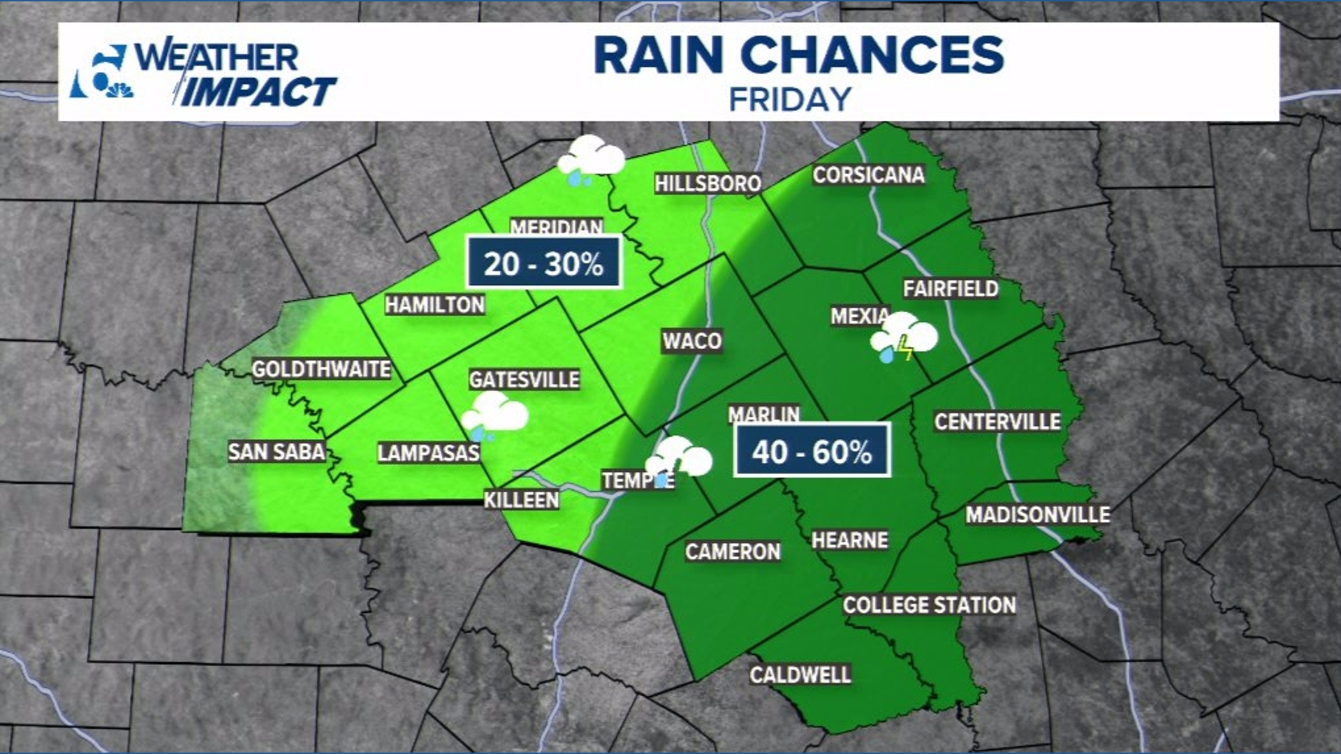 Rain chances return to Waco area, temperatures rise back into the mid ...
