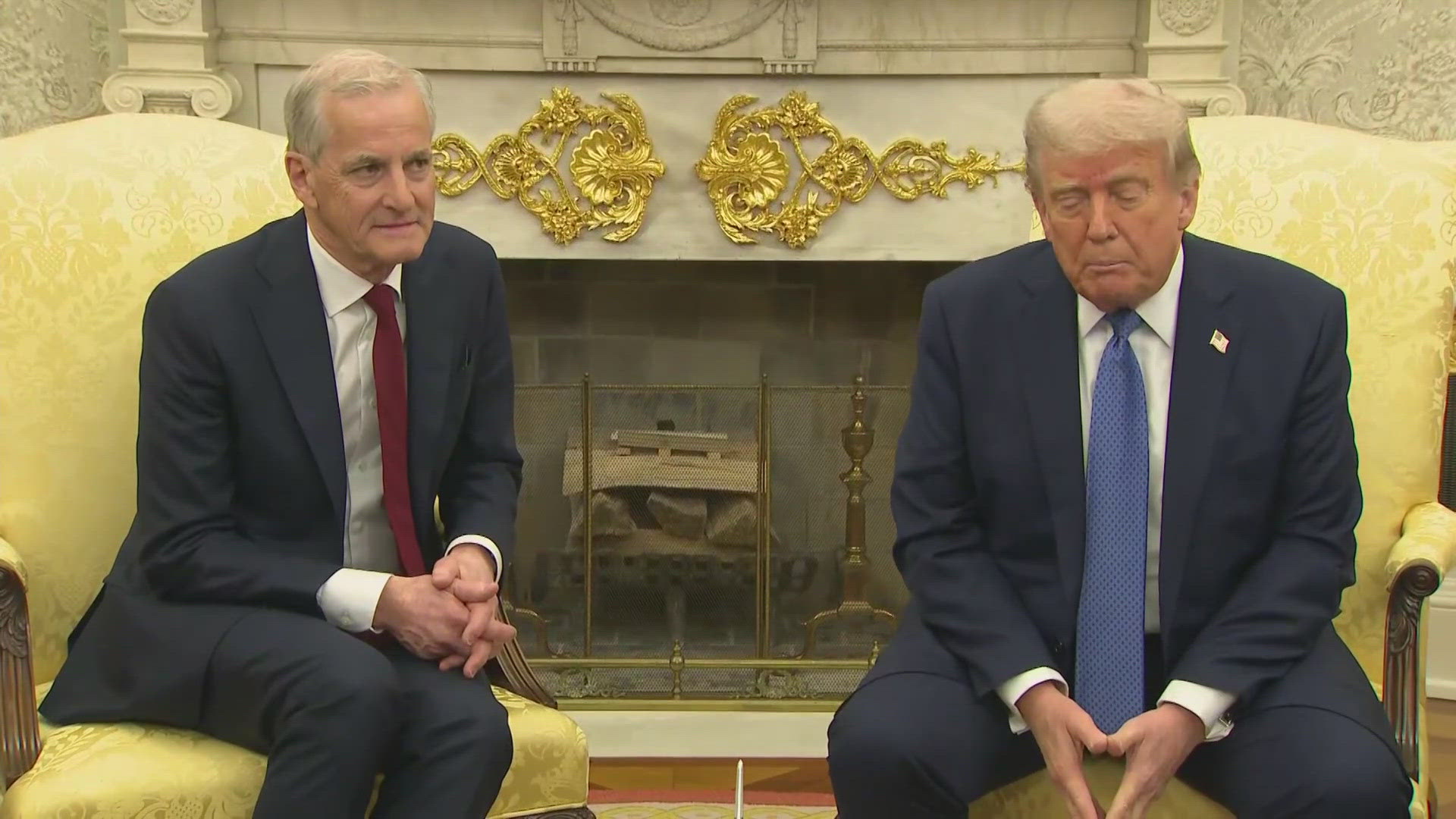 President Trump speaks with Norwegian Prime Minister Jonas Gahr Støre ...