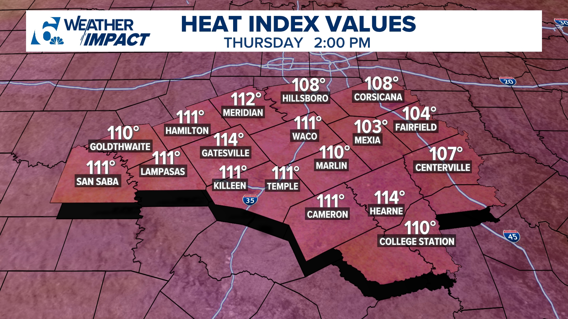 Heat index values expected to reach dangerous levels across Central ...
