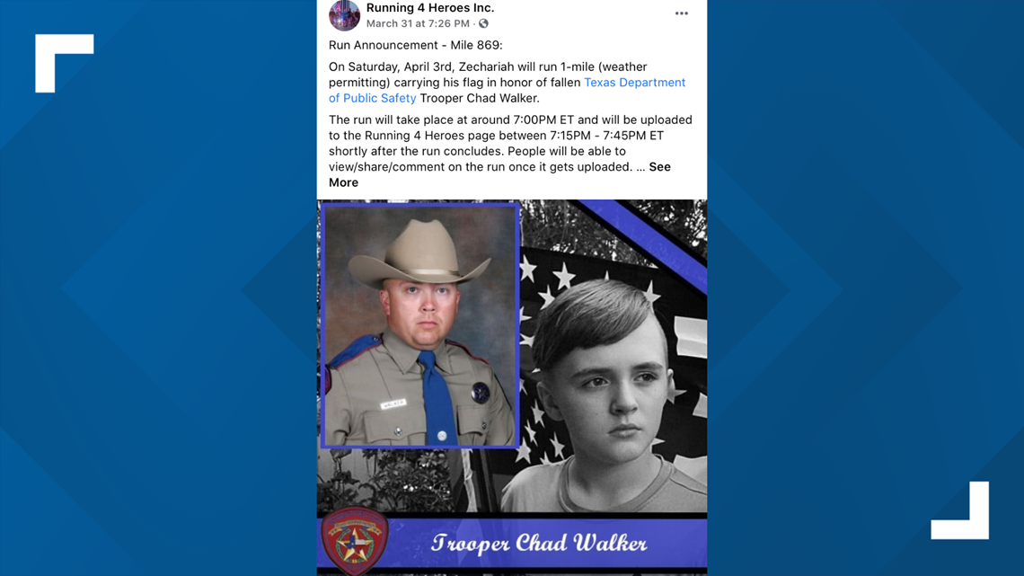 Running 4 Heroes plans run for Texas DPS Trooper Chad Walker | kcentv.com