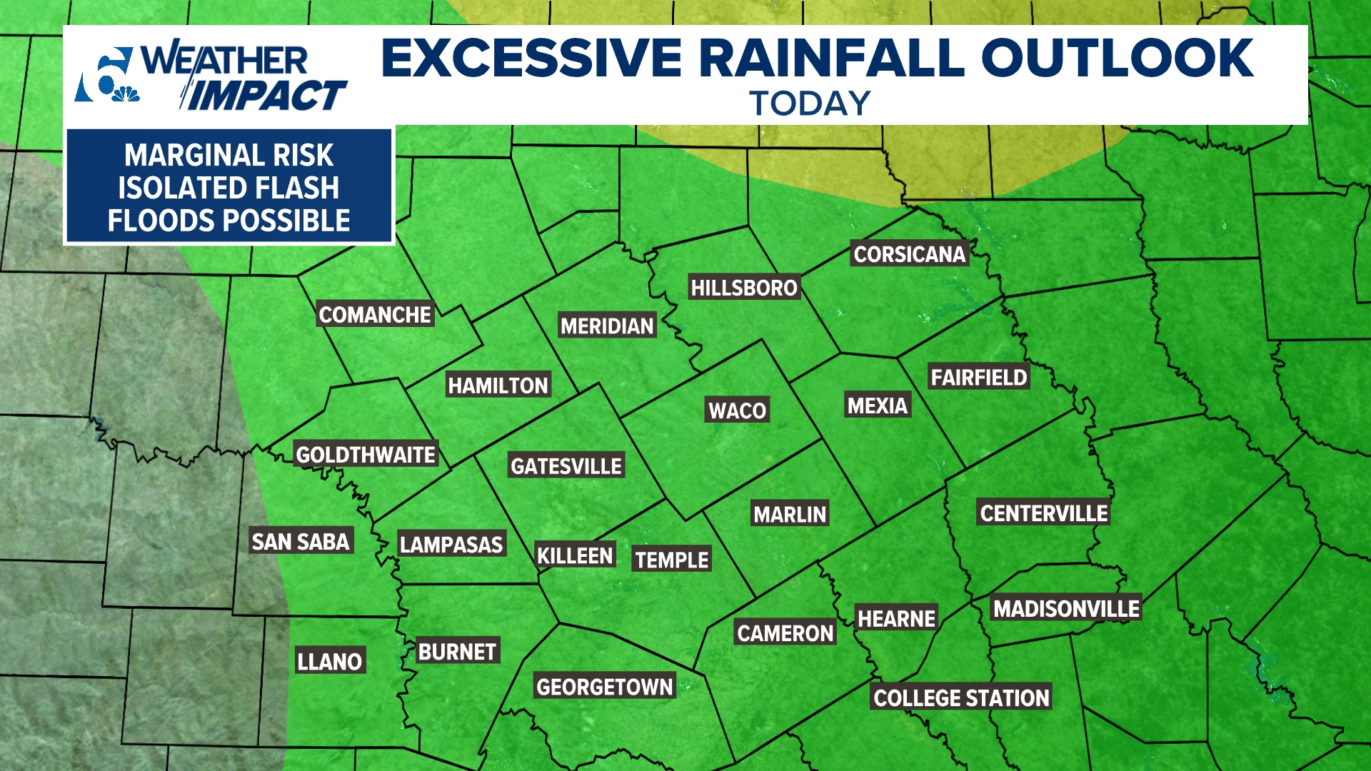 Central Texas faces Marginal flash flood risk possible tonight ...